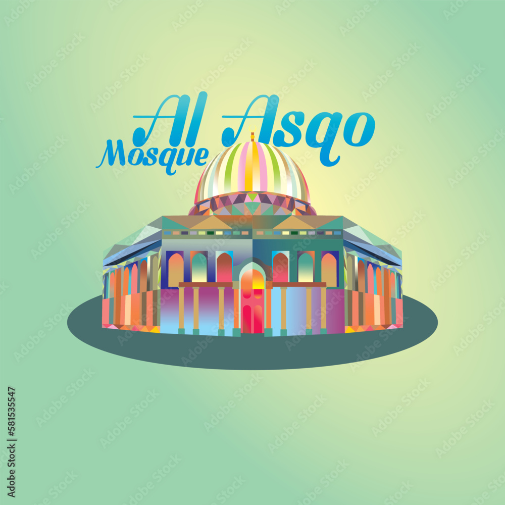 low poly al aqsa vector illustration, coloring low poly art. Stock ...