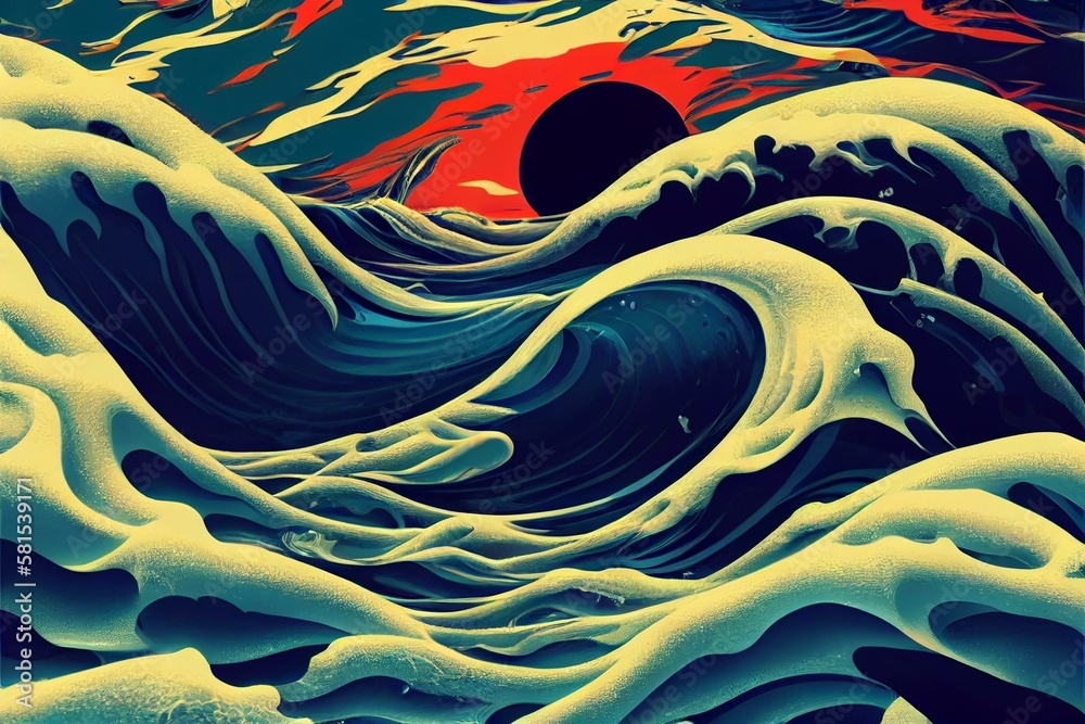 abstract ocean wave background. fantasy illustration perfect for books, designs, posters ...