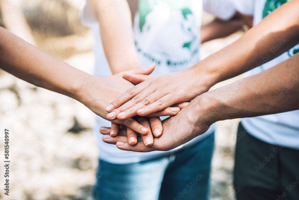 Volunteer spirit teamwork energy of people volunteering, environment ...