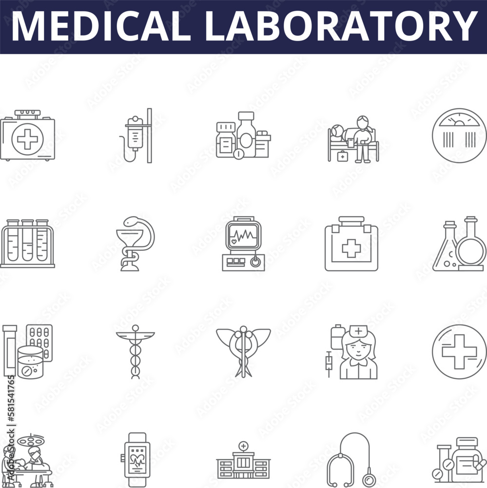 Medical laboratory line vector icons and signs. Laboratory, Diagnostics ...