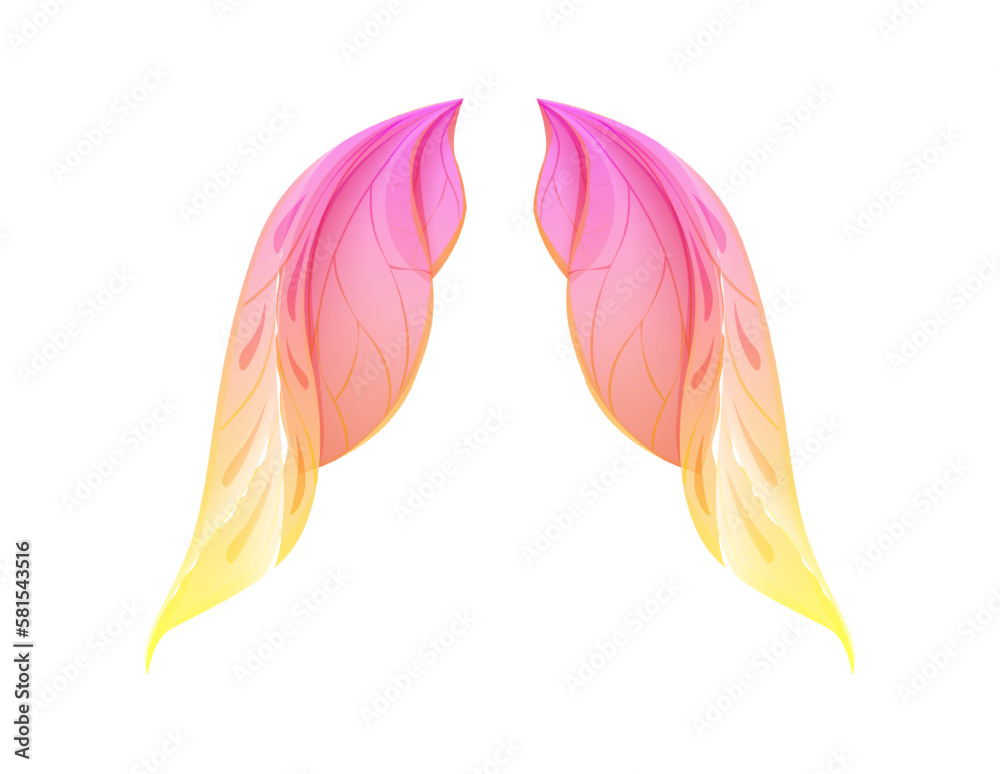 Beautiful wing concept. Sticker with pink fairy, sorceress or elf wings ...