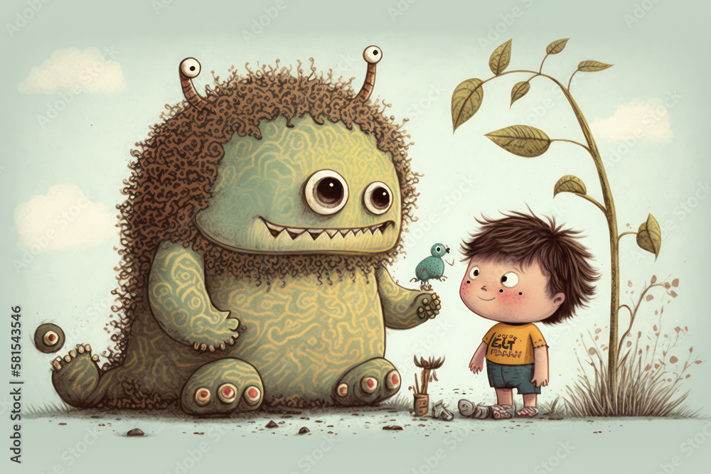 Generative AI illustration of lovely children playing and interacting ...