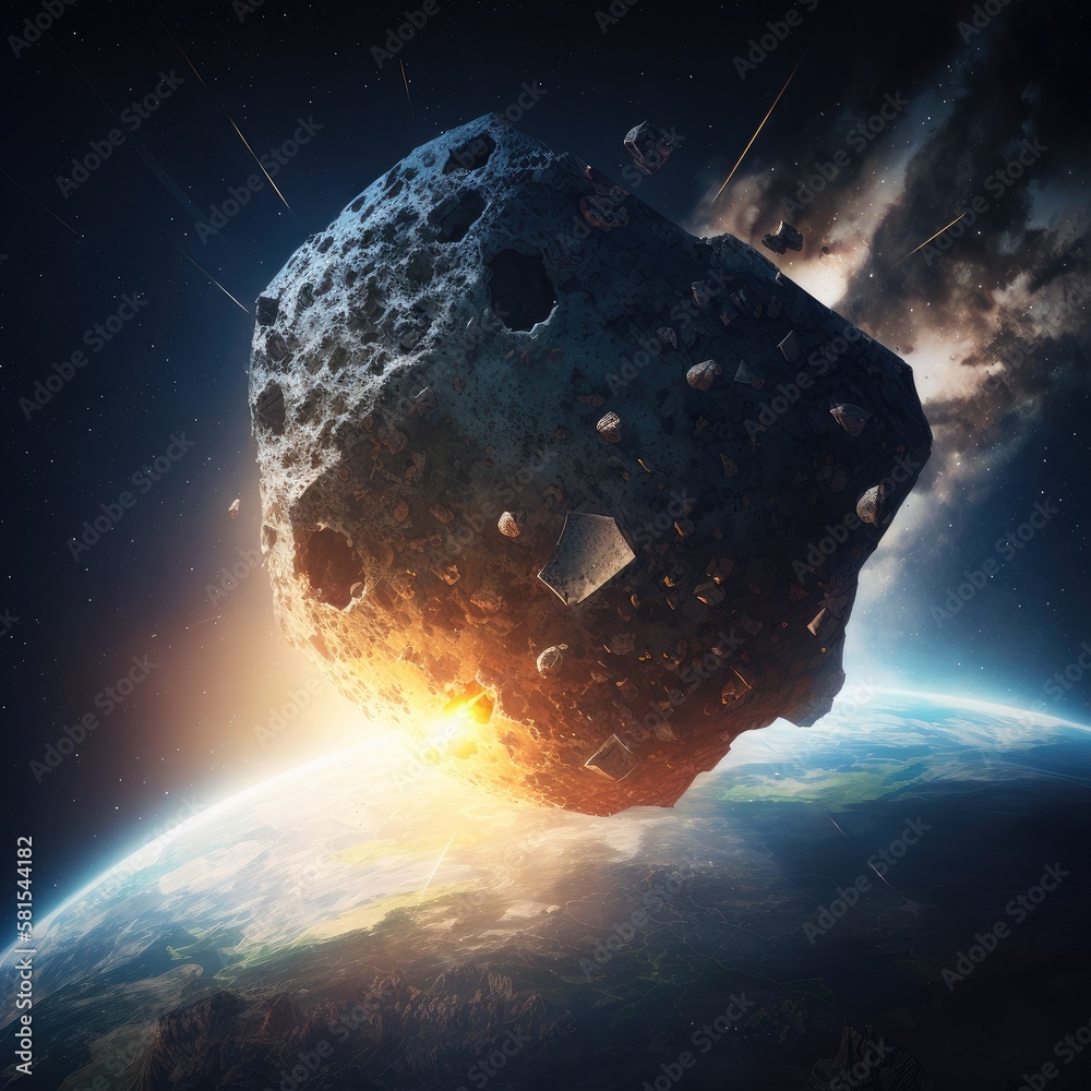 Ilustrace „Meteor Impact On Earth. Asteroid Impact On Earth - Meteor In Collision - Contain 3d ...