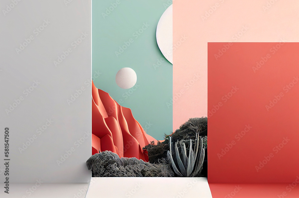 Generative AI illustration of minimal graphic design wallpaper for a ...