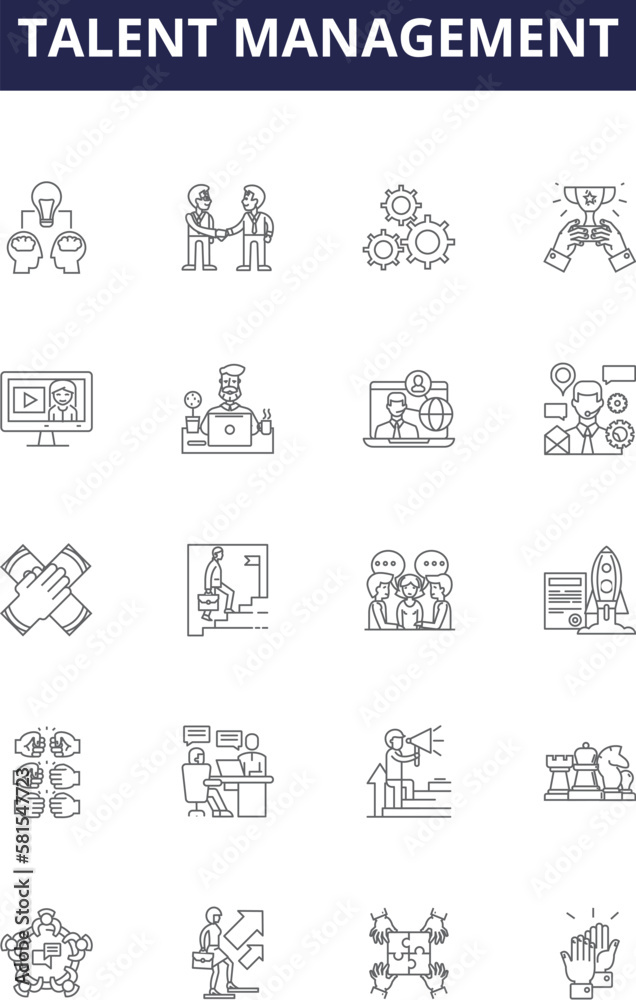 Talent management line vector icons and signs. Management, Recruitment ...