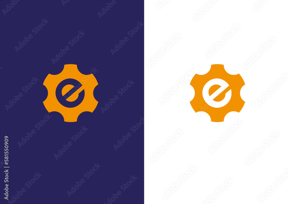 logo letter e gear Stock Vector | Adobe Stock