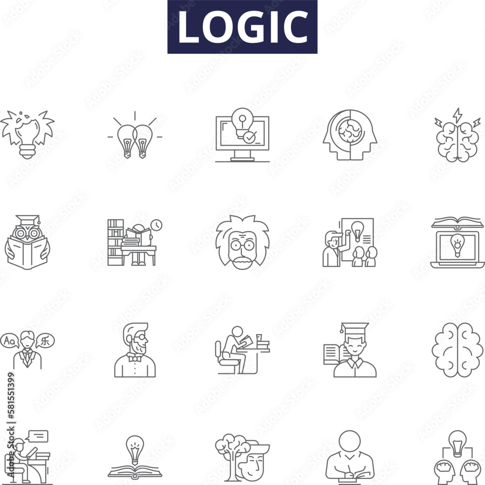 Logic Line Vector Icons And Signs Reason Deduction Inference Induction Rationality