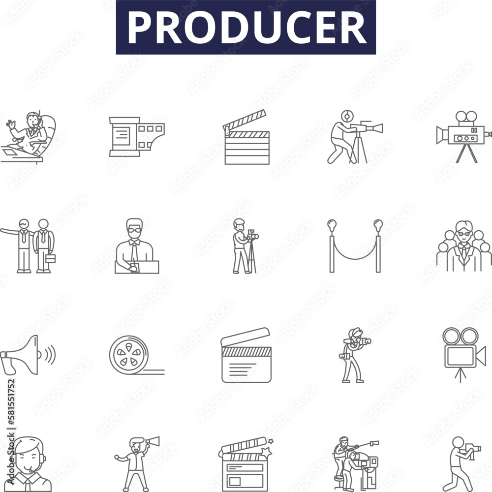 Producer line vector icons and signs. Maker, Creator, Originator ...