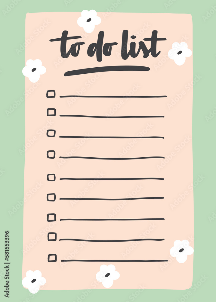 To do list template decorated by cute flower. Cute design of schedule ...