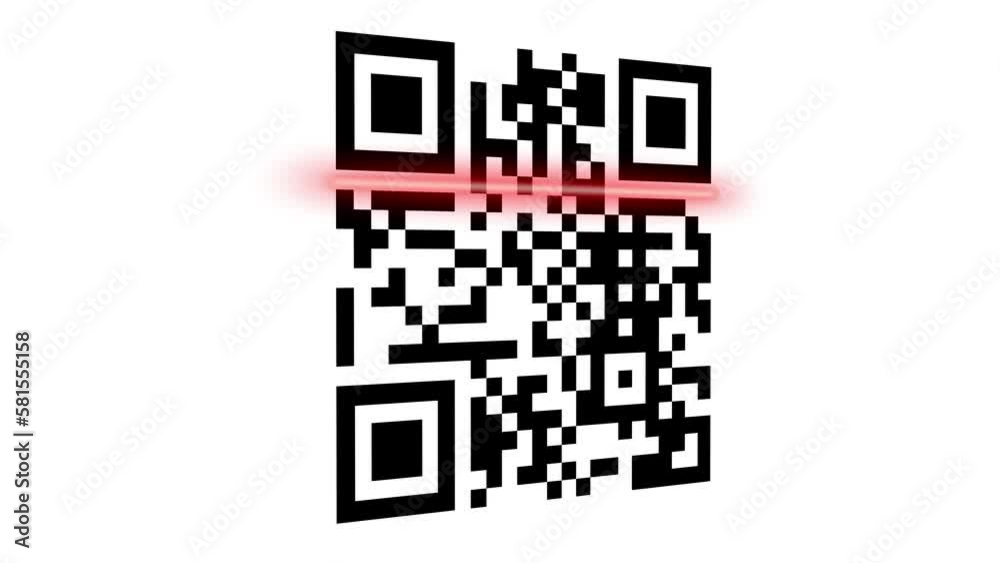 QR code being scanned with a red laser. Seamless looping animation of ...