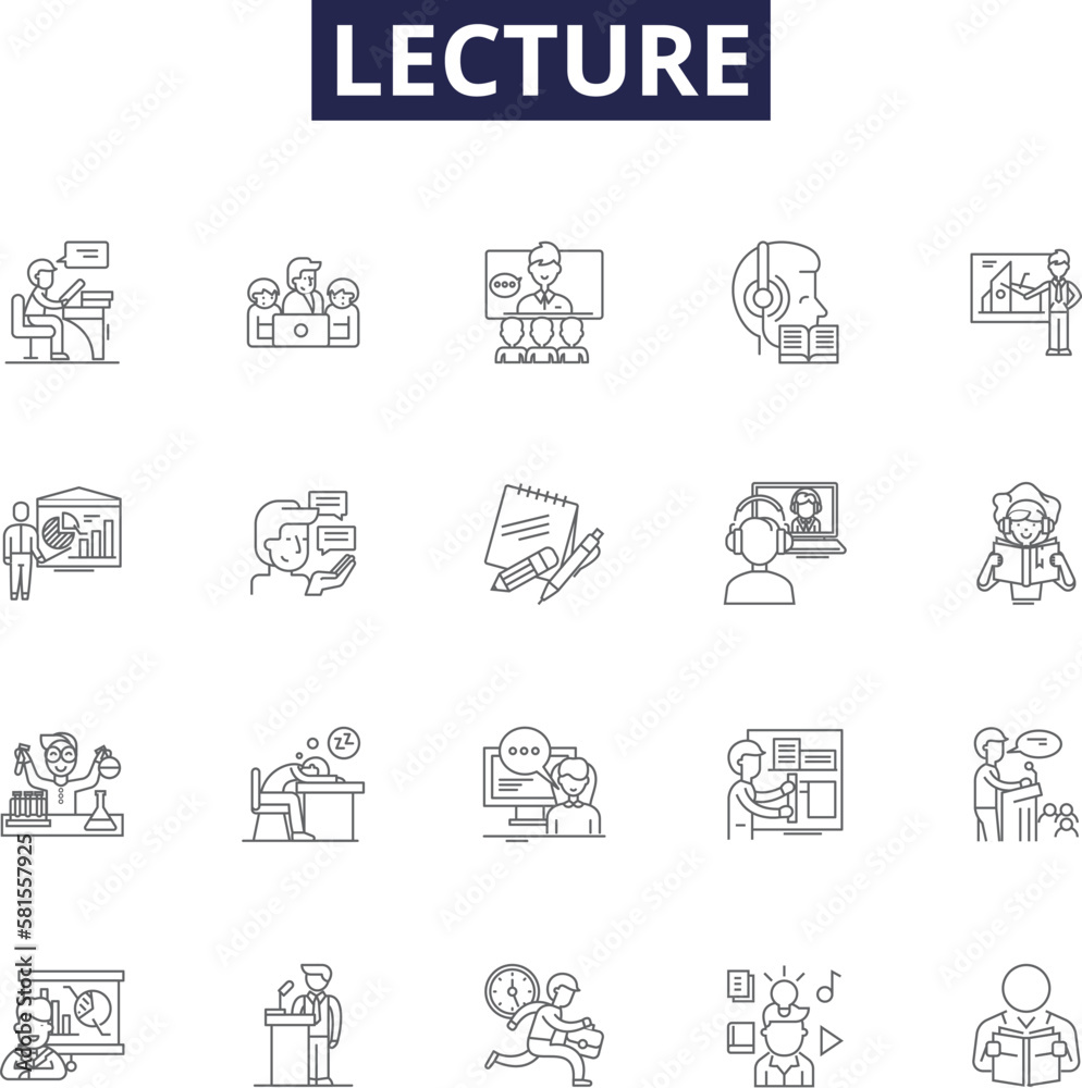 Vektorová grafika „Lecture line vector icons and signs. Talk, Seminar ...
