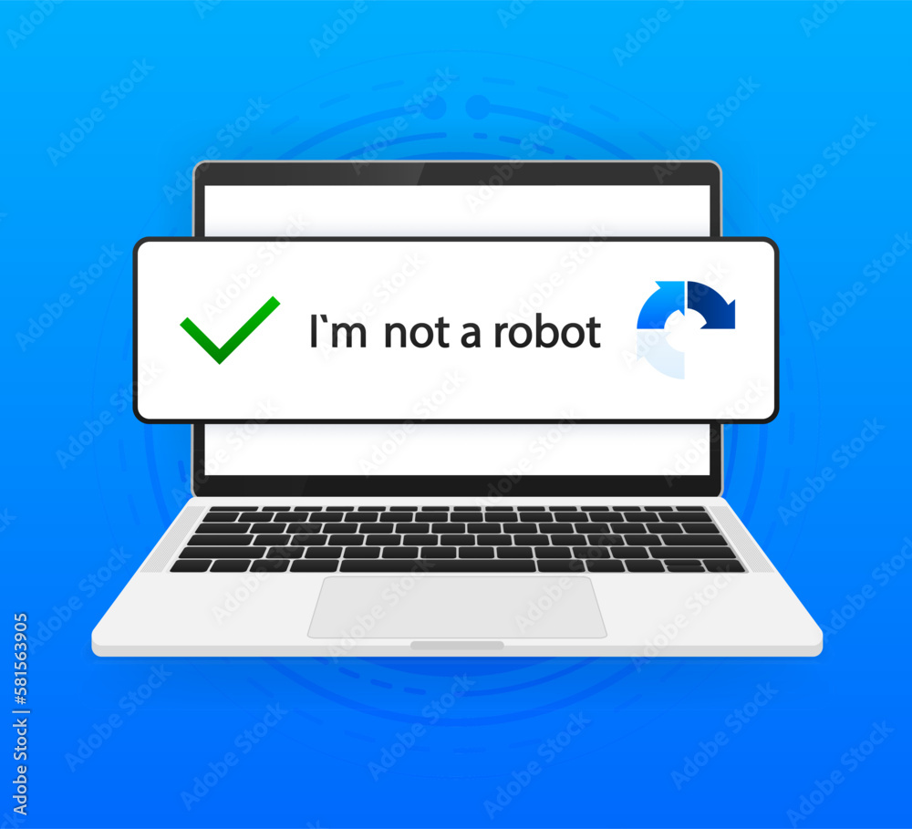 Recaptcha, Im not a robot. Confirmed recaptcha. Im not a robot button. Internet safety concept ...