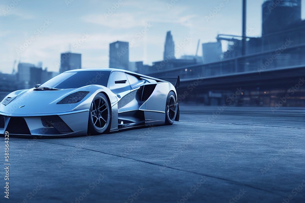 Big carbon spoiler wing on the trunk of modern supercar. Generative AI ...