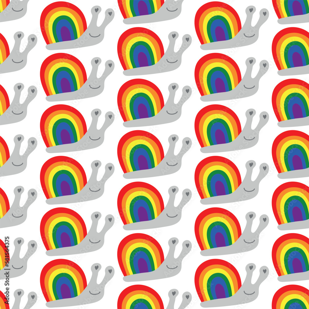 Seamless decorative pattern with snails with a shell of 6 Color Pride ...