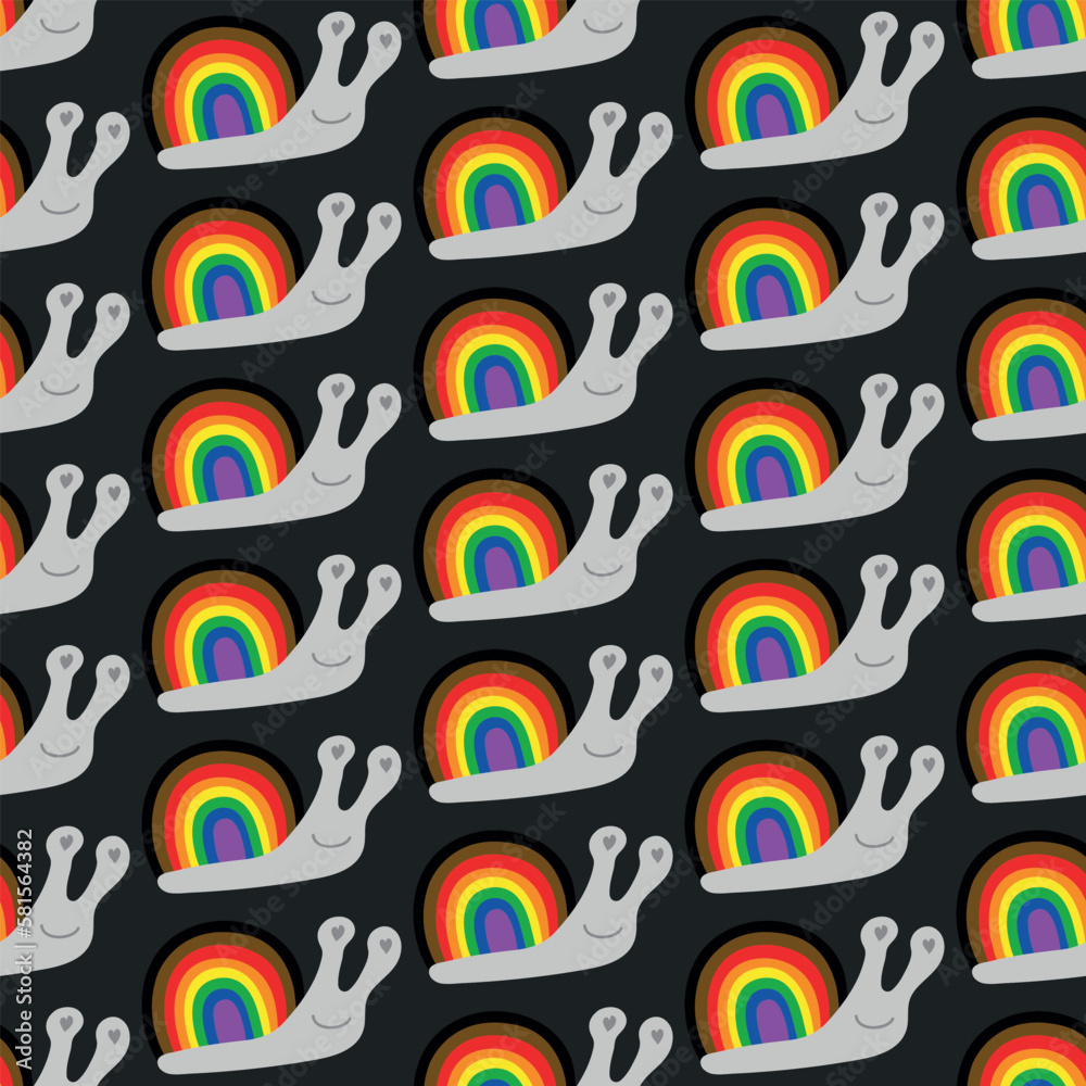 Seamless decorative pattern with snails with a shell of colors of the ...