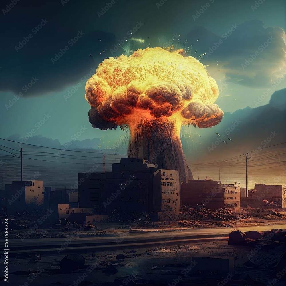 Mega explosion of an atomic bomb third world war Generative AI ...
