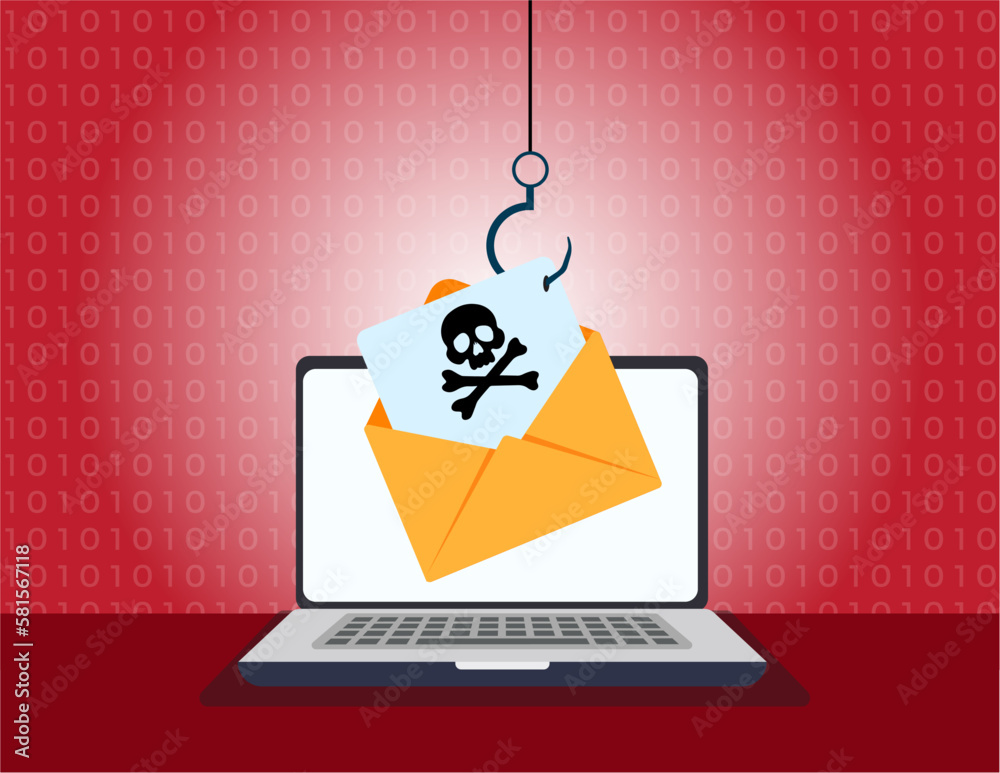 Vetor de Phishing email, cyber criminals, hackers, phishing email to ...