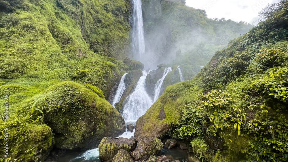 Citambur waterfall Cianjur in Indonesia. Famous tourist attractions and ...