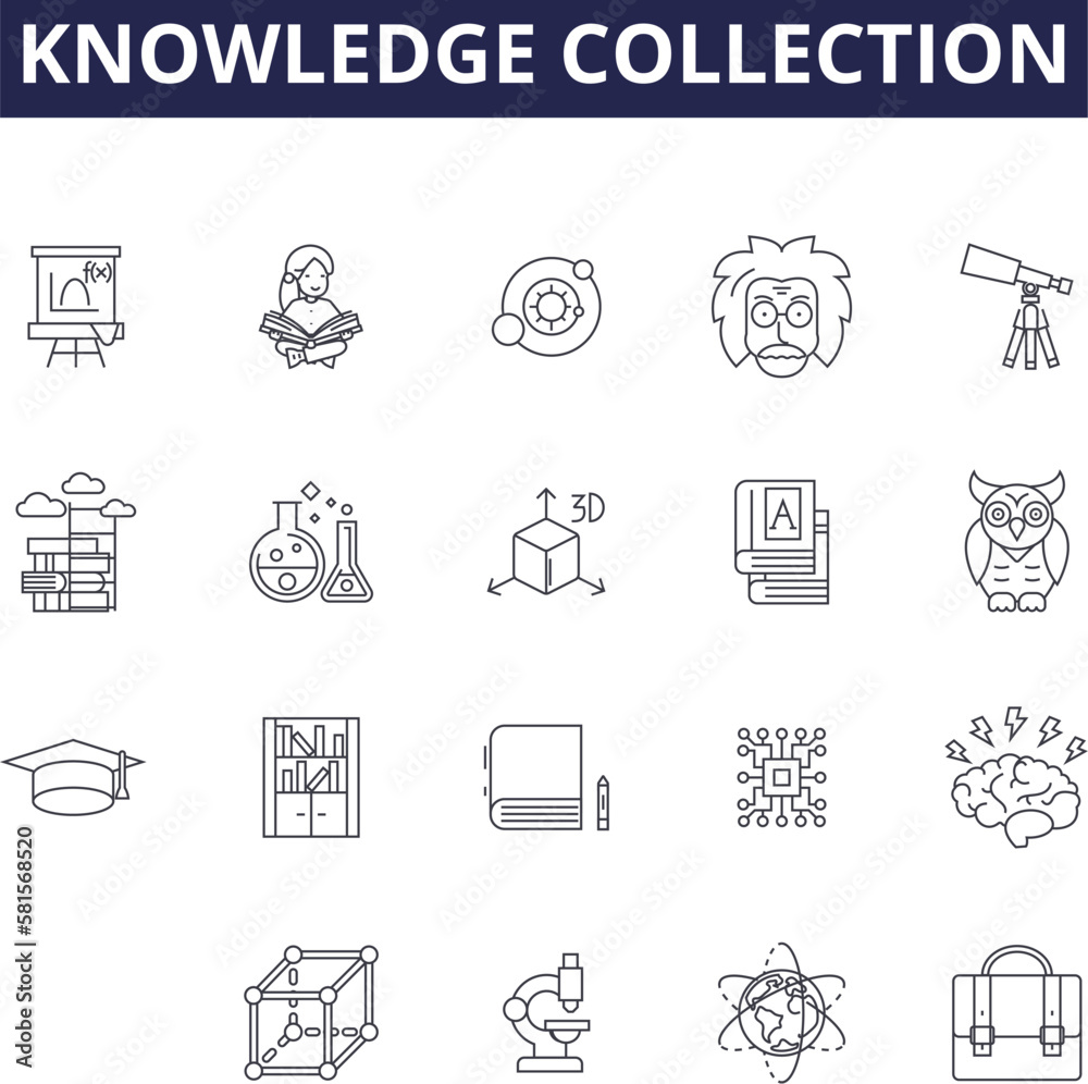 Knowledge collection line vector icons and signs. Learning ...