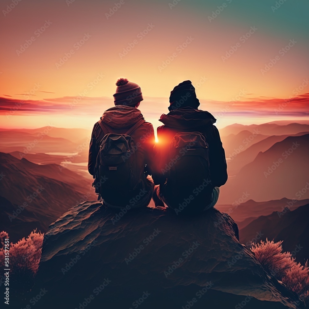 Teamwork and Adventure: Group of People Hiking Together in the ...