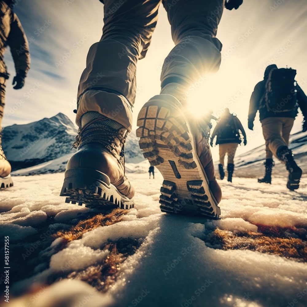 Teamwork and Adventure: Group of People Hiking Together in the ...