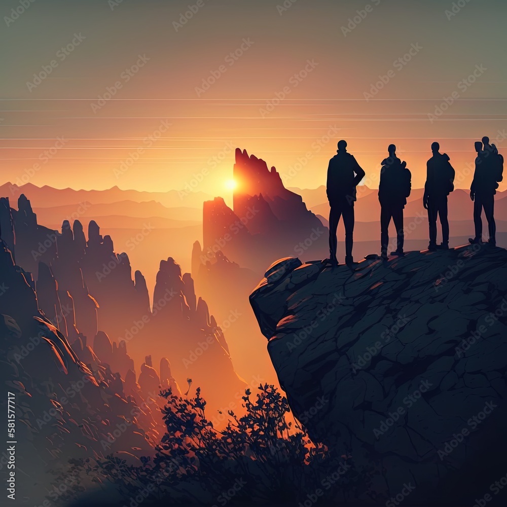 Teamwork and Adventure: Group of People Hiking Together in the ...