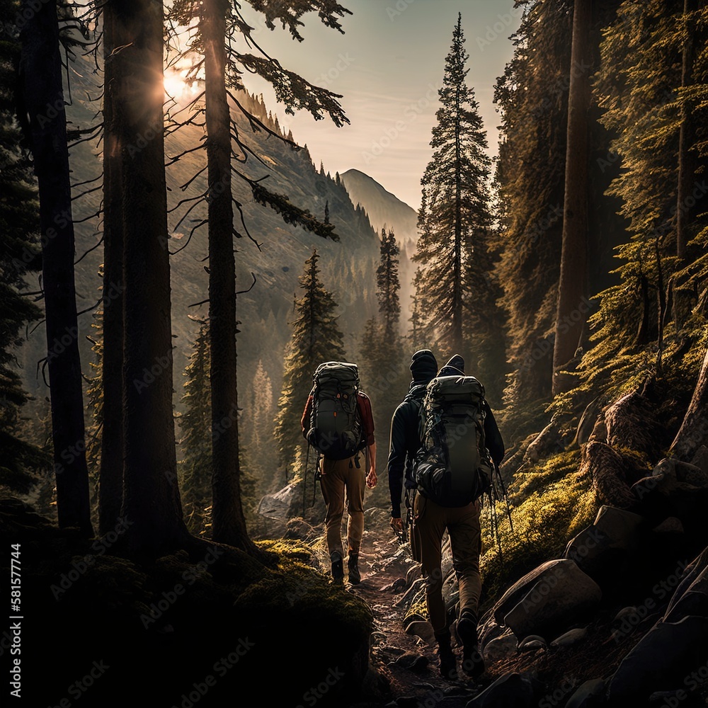 Teamwork and Adventure: Group of People Hiking Together in the ...