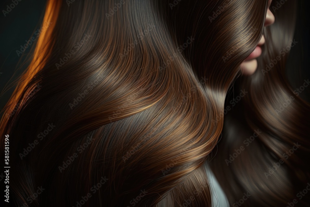 Beautiful healthy shiny hair texture with highlighted golden streaks ...