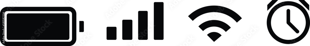 set wifi icon isolated on white background for phone. Phone bar status ...