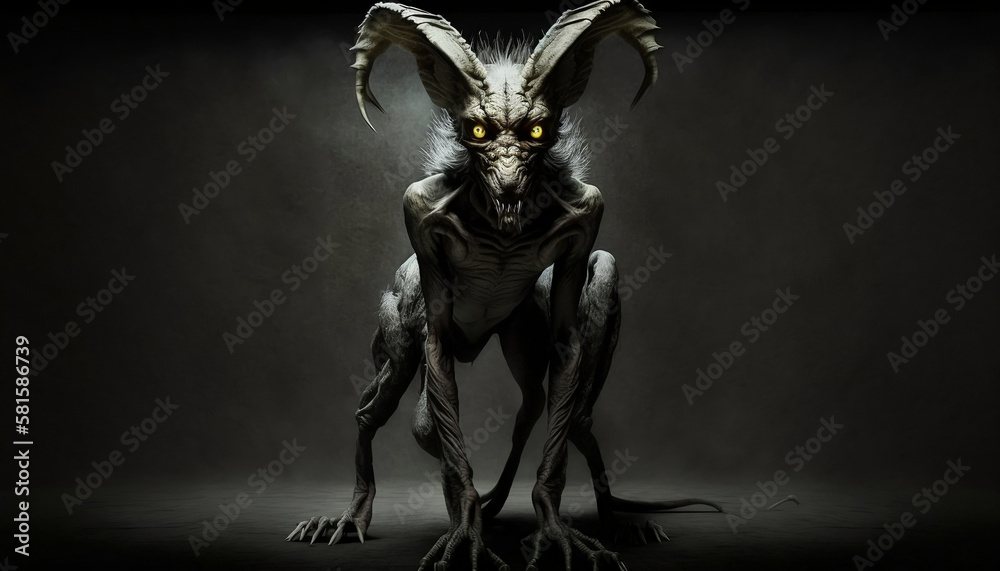 full body shot of a scary chupacabra facing camera Stock Illustration ...