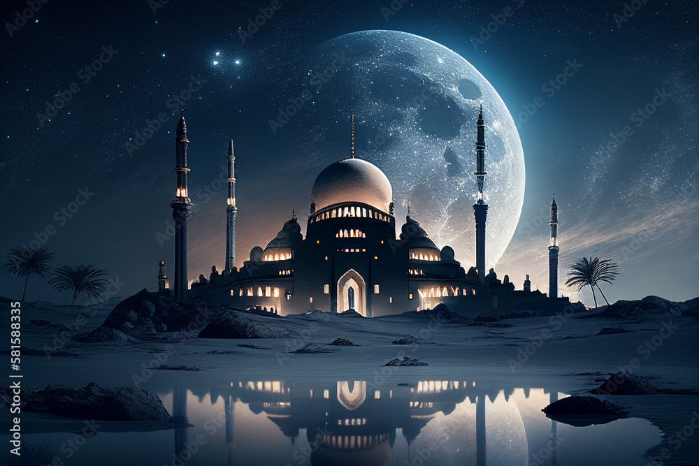 Extraterrestrial Mosque. Future conceptual Astrophotography. AI ...