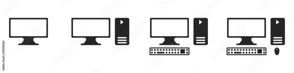 Vetor de Computers vector icon set. Different computer configurations vector. Set of computer ...