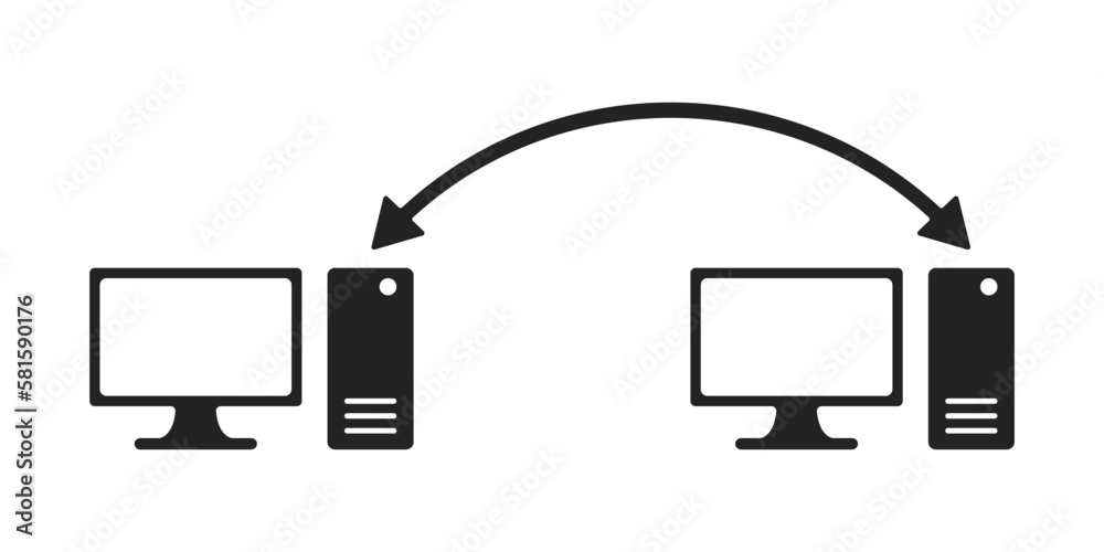 Computer Vector Icon File Transfer Icon Between Computers Vector A Set Of Two Computers And An