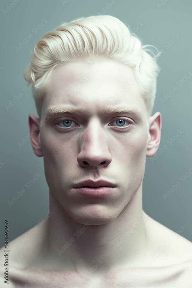 Purity Portrait Of Beautiful Albino Man Beauty Fashion Skincare