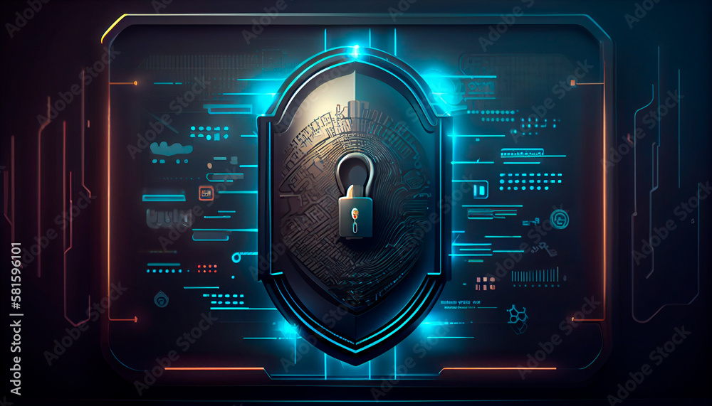 Wallpaper Illustration and background of cyber security data protection ...