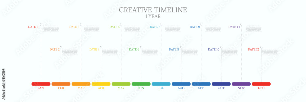 business template infographics, 1 year calendar, presentation vector ...