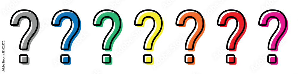 Set of question mark icons. Help symbol, why, colorful question marks ...