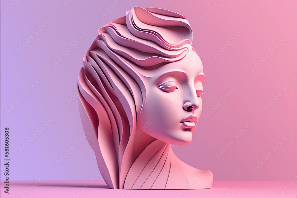 Modern abstract woman's head sculpture design. Generative AI. Stock ...