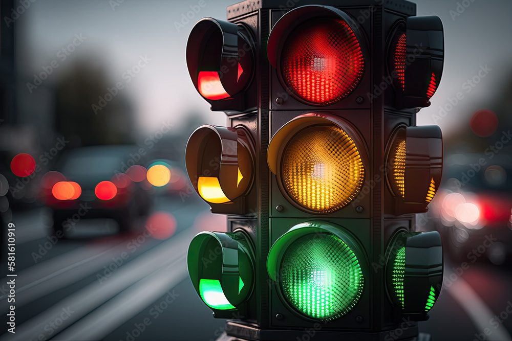 traffic light on the street created with Generative AI technology Stock ...