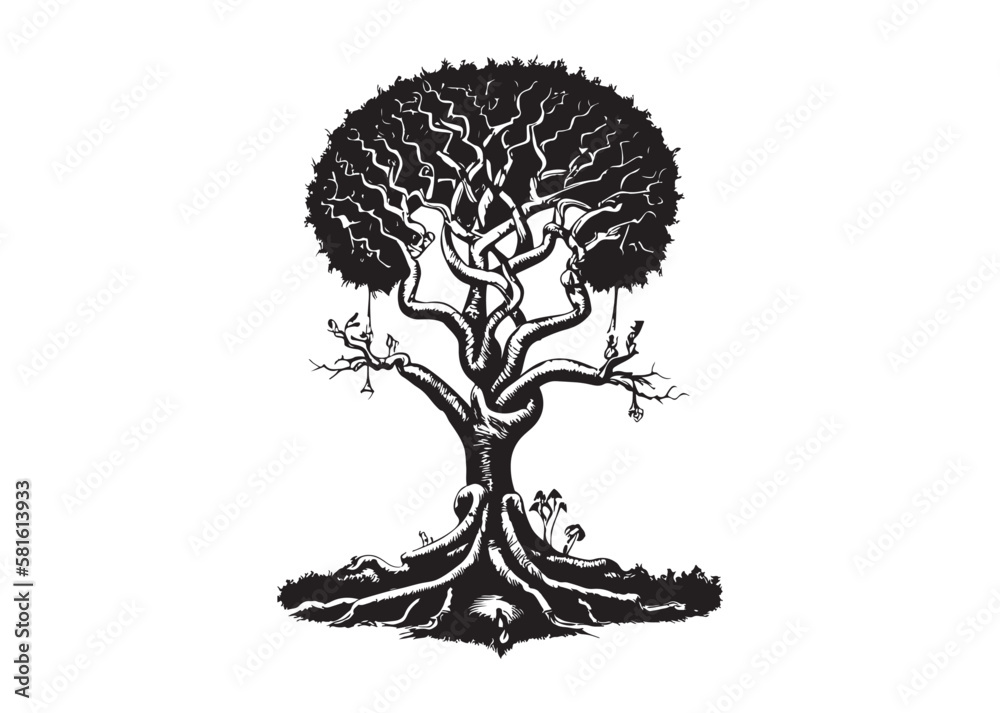 Forbidden Tree, Evil Tree Artwork, Tree of Knowledge Stock Vector ...