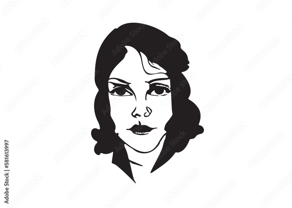 Female Head Illustration, Simple Female Head Logo, Female Head Drawing ...