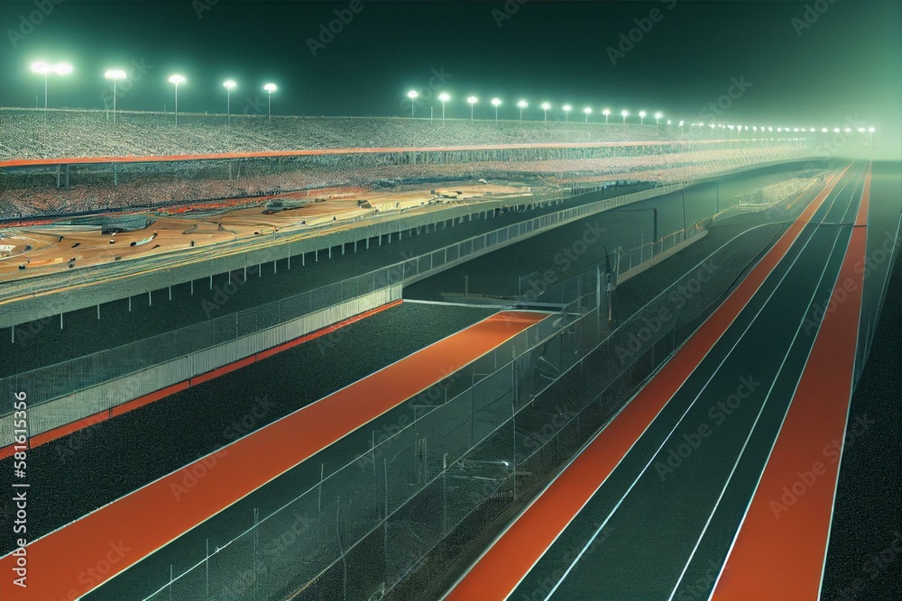 Asphalt international race track in the evening with a starting or ...