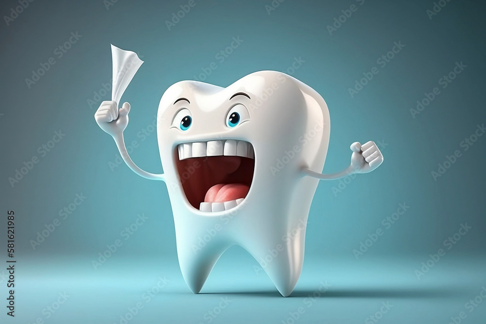 3D realistic happy white tooth , Tooth cartoon characters with thumbs ...