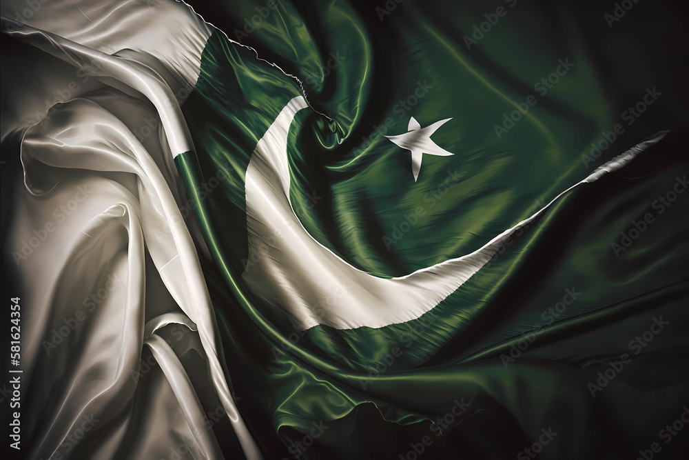A realistic oil painting of the Pakistan flag. digital art illustration ...