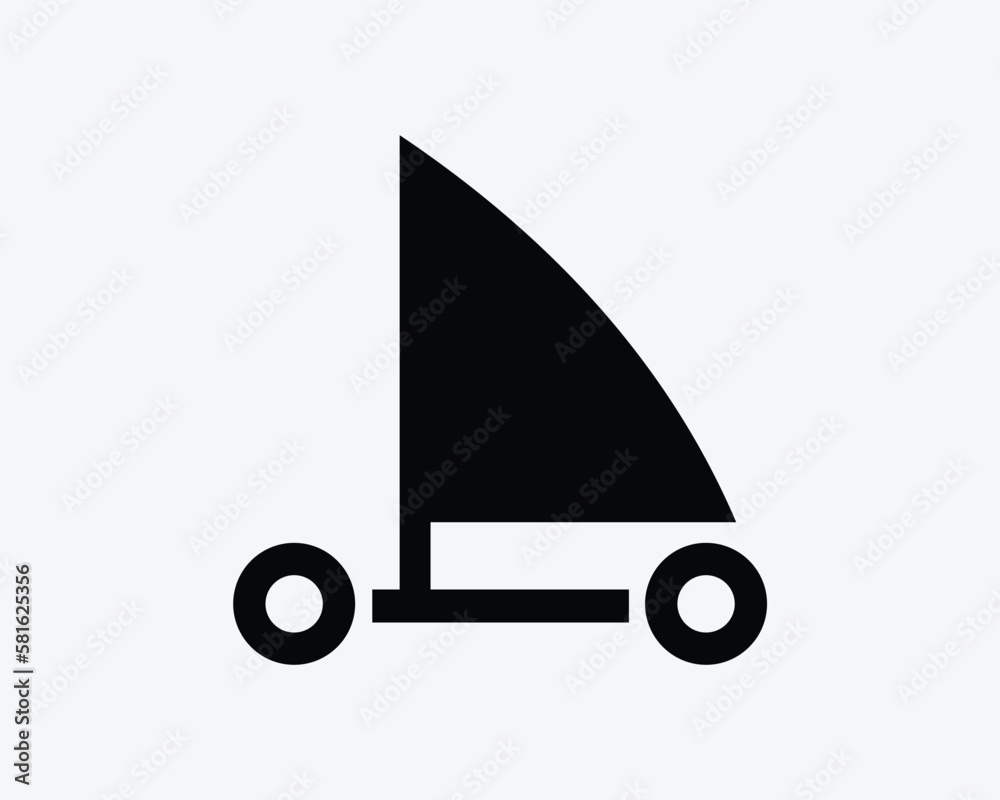 Land Sailing Icon Sail Sand Yachting Dirtboating Wind Powered Vector ...