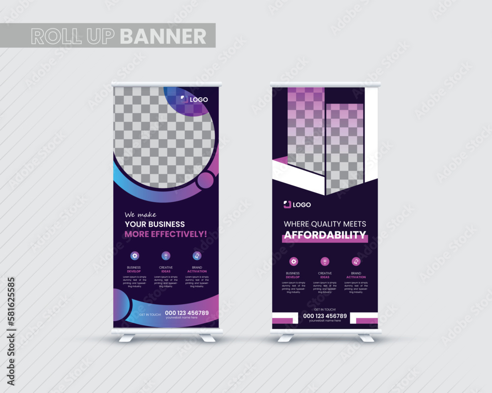 Modern business agency stands roll up banner design stands template ...