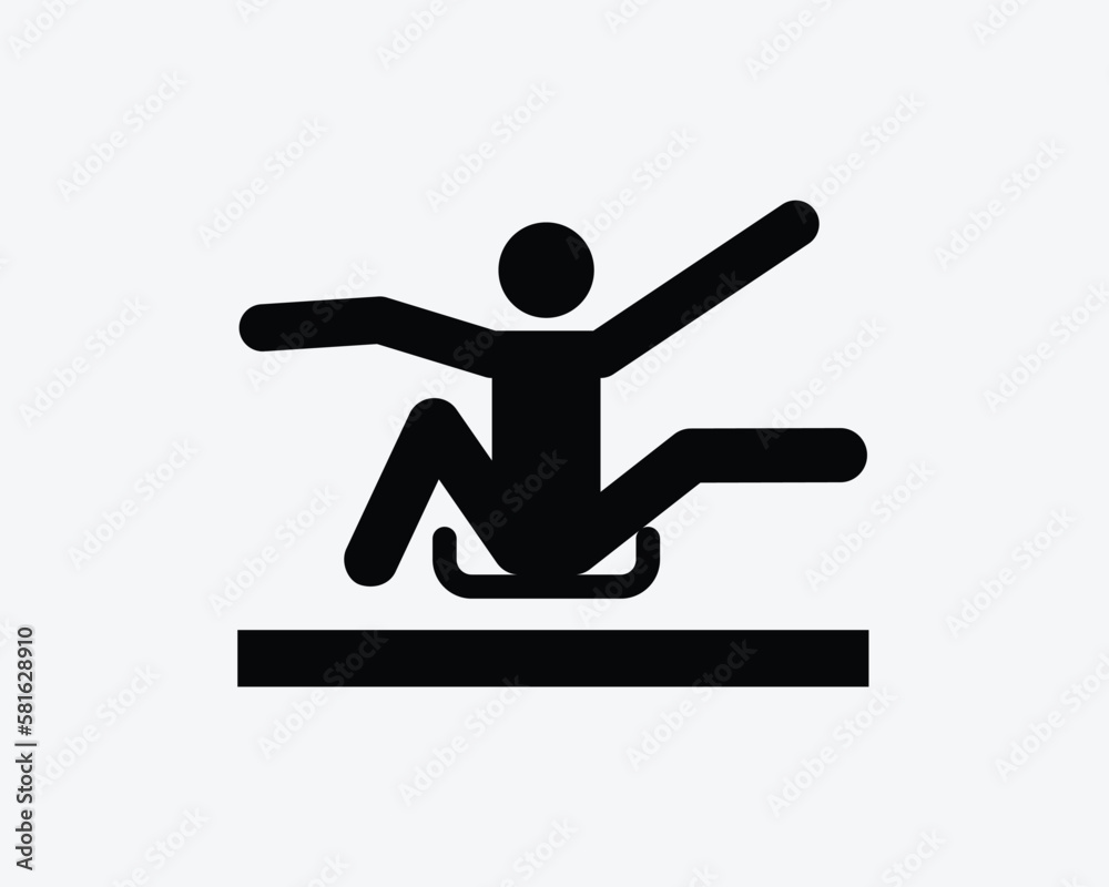 Toboggan Ride Icon Tobogganing Slide Sliding Snow Winter Sport Vector ...