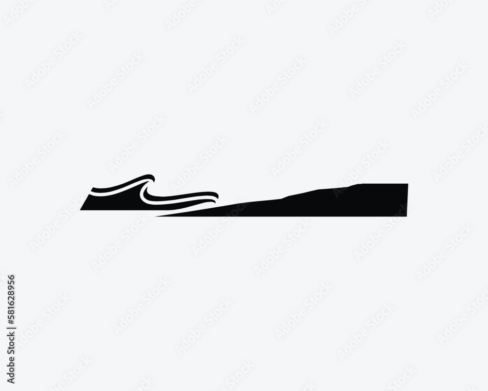 Beach Icon Wave High Low Tide Land Water Sea Ocean Tidal Waves Vector ...