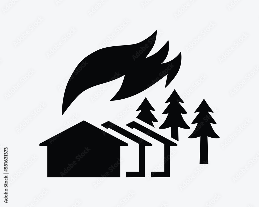 Wildfire Icon Wild Forest Fire Burn Burning Flames Engulf Disaster ...