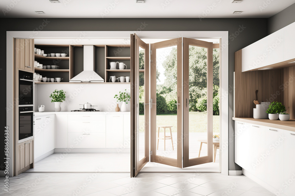 Photo & Art Print White folding door opening on professional modern ...